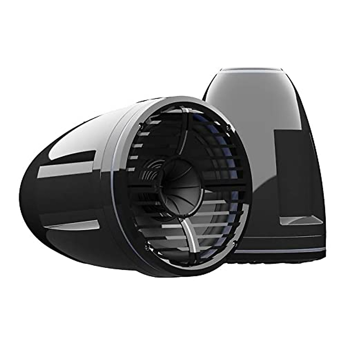 Wet Sounds REV 10 HD 10" Horn Loaded Compression Driver Tower Speakers with XW Grills & Stainless Swivel Clamps, 300 Watts RMS, Black, Pair