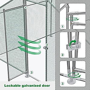 Unovivy Large Metal Chicken Coop Run, Outdoor Walk-in Poultry Cage Hen Run House Rabbits with Waterproof Cover and Secure Lock for Outside, Backyard and Farm (9.8'Lx19.7'W x6.4'H)