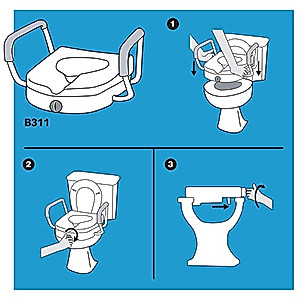 Carex E-Z Lock Raised Toilet Seat With Handles, 5" Toilet Seat Riser with Arms, Fits Most Toilets, Handicap Toilet Seat