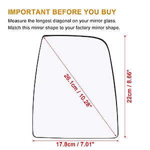 X AUTOHAUX Car Rearview Upper Right Passenger Side Non-Heated Mirror Glass Replacement with Plate for Ford Transit 150 250 350 2015-Onward