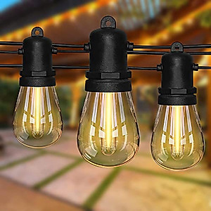 GOOTHY S14 LED Outdoor String Lights 48FT Patio Lights Outdoor Waterproof with 16 Shatterproof LED Bulbs, Hanging Backyard Lights for Outside Deck Patio Backyard Garden Balcony Decorations, Dimmable