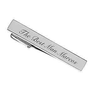 Personalized Hand Polished Silver Stainless Steel Tie Clip Custom Engraved Free - Ships from USA