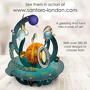 SANTORO Pirouette, 3D Pop Up Greeting Card - Solar System - For Kids, For Him, For Her | Space Card For Birthday