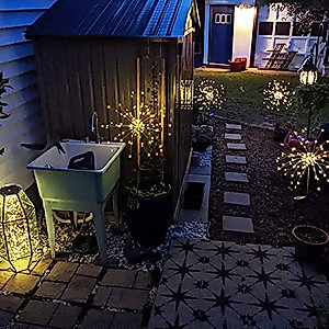 Dengduoduo 2 Pack Solar Garden Lights, Solar Firework Lights, Solar Lights Outdoor Waterproof with 2 Lighting Modes, Landscape Light for Walkway, Garden, Patio, Yard, Flowerbed, Parties (Warm White)