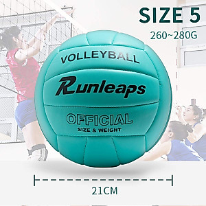 Runleaps Volleyball, Waterproof Indoor Outdoor Volleyball for Beach Game Gym Training (Official Size 5, Blue)