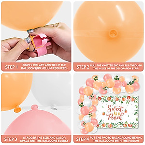 Vansolinne Sweet As A Peach Backdrop And Balloons Garland for Baby Shower one sweet peach Birthday Party Decorations Photography Background Little Peach Birthday Parties Cake Smash Photo Shoot