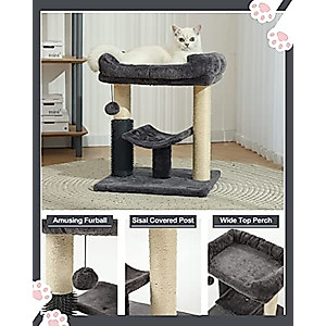 Hoopet cat Tree Tower,cat Scratching Post for Indoor Cats,Featuring with Super Cozy Perch,Cat Self Groomer and Interactive Dangling Ball Great for Kittens and Cats