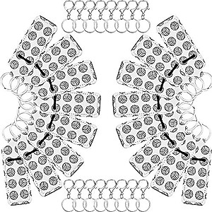 16 Pieces Volleyball Lipstick Holder Keychains Volleyball Lipstick Balm Holder Keychain Clip-on Lipstick Sleeve Pouch with 16 Pieces Metal Clip Cords for Lipstick Tracker