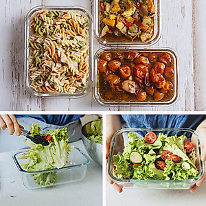 NGTSFLY Glass Food Storage Containers with Bamboo Lids, Custom Engraved Lids - Airtight, Glass Meal Prep Containers (12.5 oz / 370 ml)