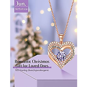 Lanzer 925 Sterling Silver Jewelry for Women,18K Rose Gold Necklaces for Women,Birthstone Diamond Heart Pendant for Christmas,Anniversary Jewelry Gift for Her Wife Mom,Girlfriend Necklaces Gift for Valentine’s Day Rose Gold-06-Jun