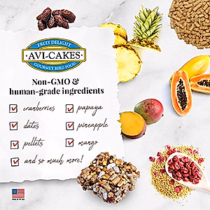 LAFEBER'S Fruit Delight Avi-Cakes Pet Bird Food, Made with Non-GMO and Human-Grade Ingredients, for Parrots (8 oz Pack of 1)