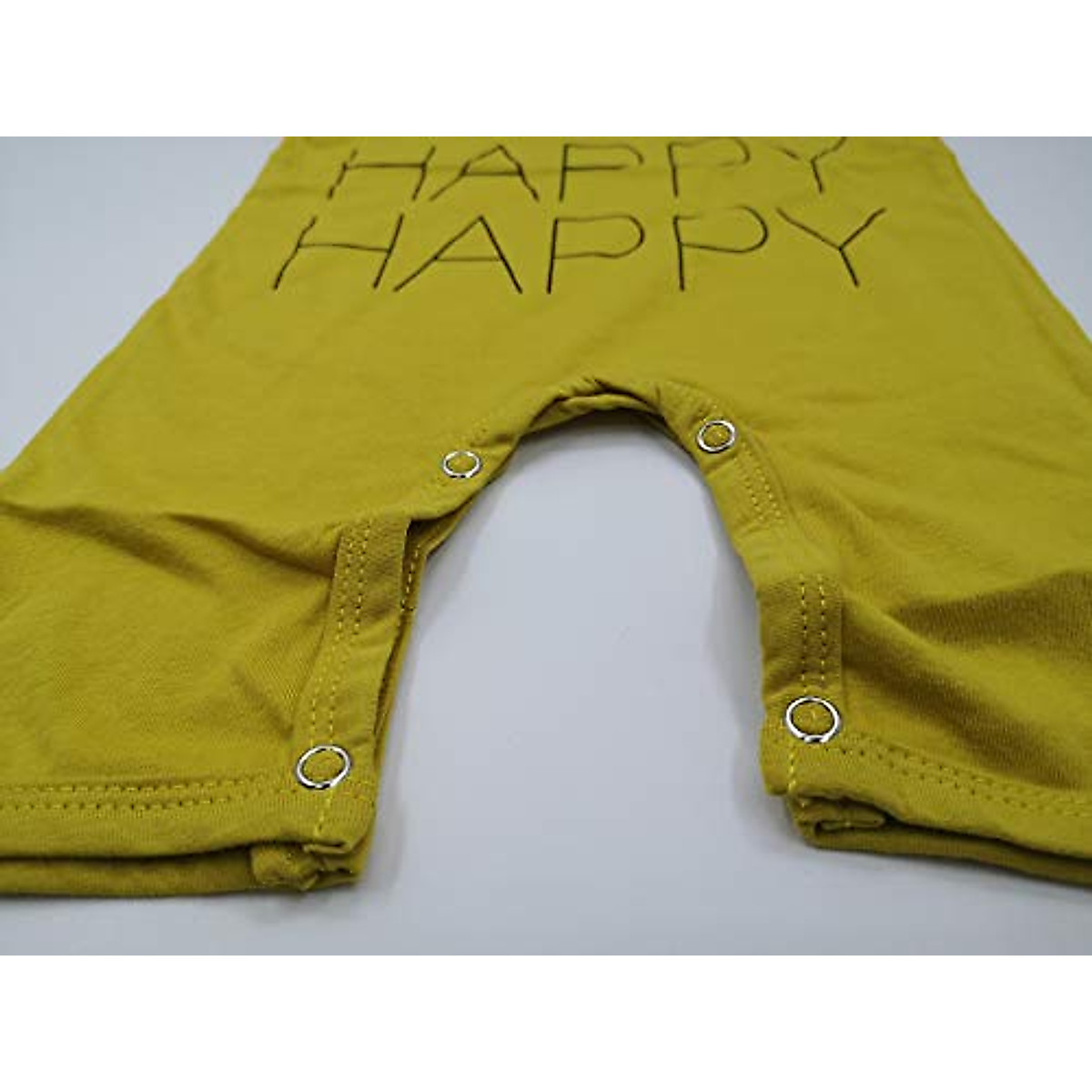 AYIYO Baby Infant Short Sleeves Happy Printed Bodysuit Rompers Shortalls Outfit Yellow