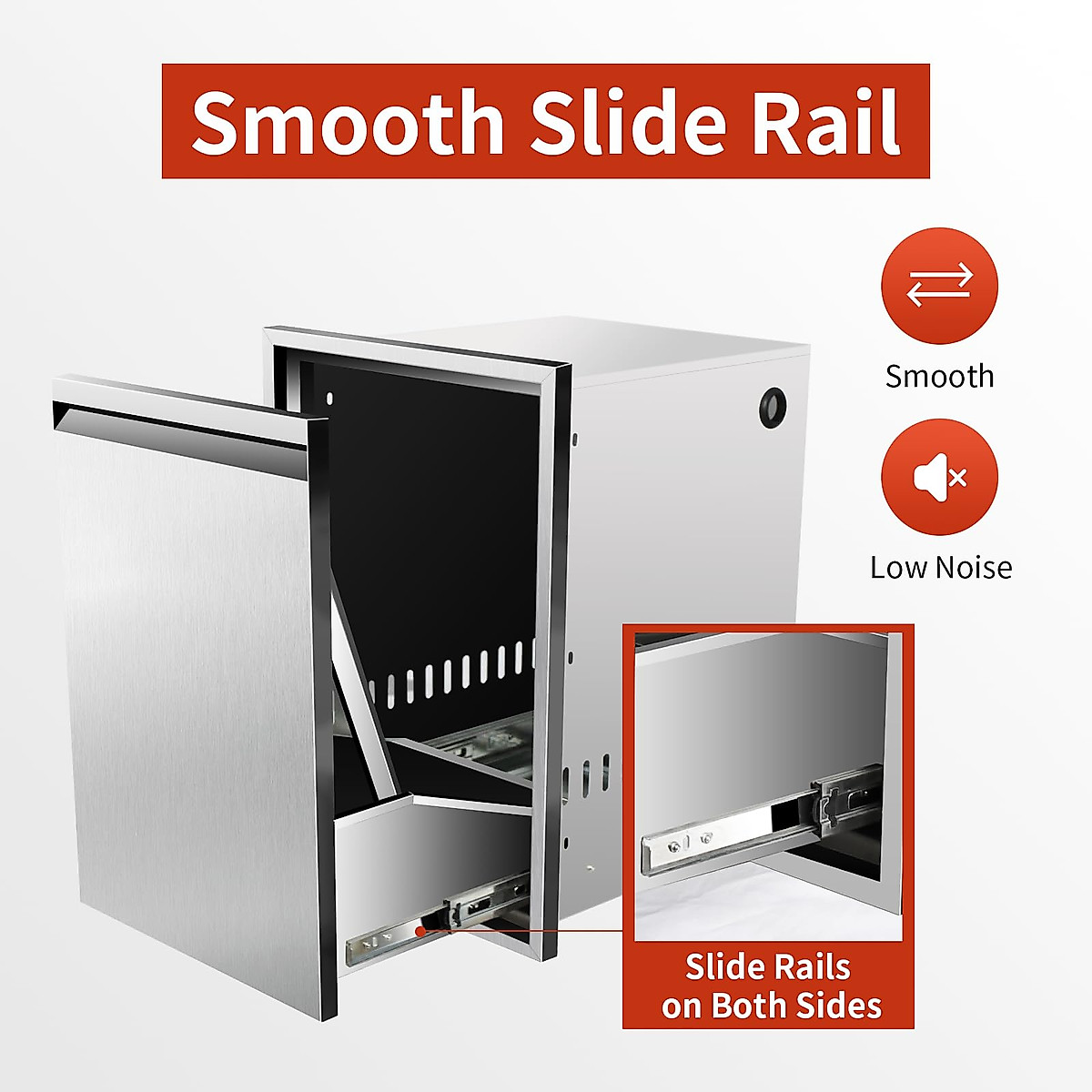 Pull Out Trash Drawer 16" Wx22 H×16.5" D Built-in Single Trash Drawer Propane Tank Drawer Stainless Steel Trash Bin for BBQ Island Grill Station