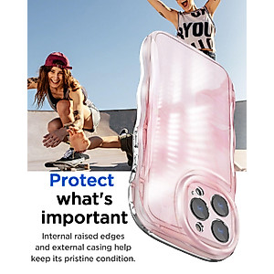 AICase iPhone 14 Pro Max Case Curly Wave Frame Cute Design with Full Camera Lens Protection,Aesthetic Kawaii Slim TPU Bumper Luxury Plated Shockproof Protective Transparent for Women Girls Men_3