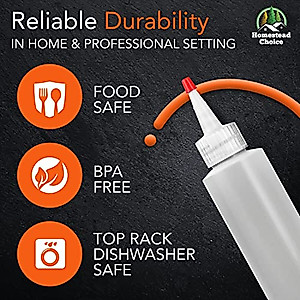 4 OZ Plastic Squeeze Bottles for Sauces - 8 Pack Condiment Squeeze Bottles for Liquids - Made in USA - BPA Free Squirt Bottles with Cap - Ketchup, Syrup, Oil, Dressings, Honey & Arts and Crafts