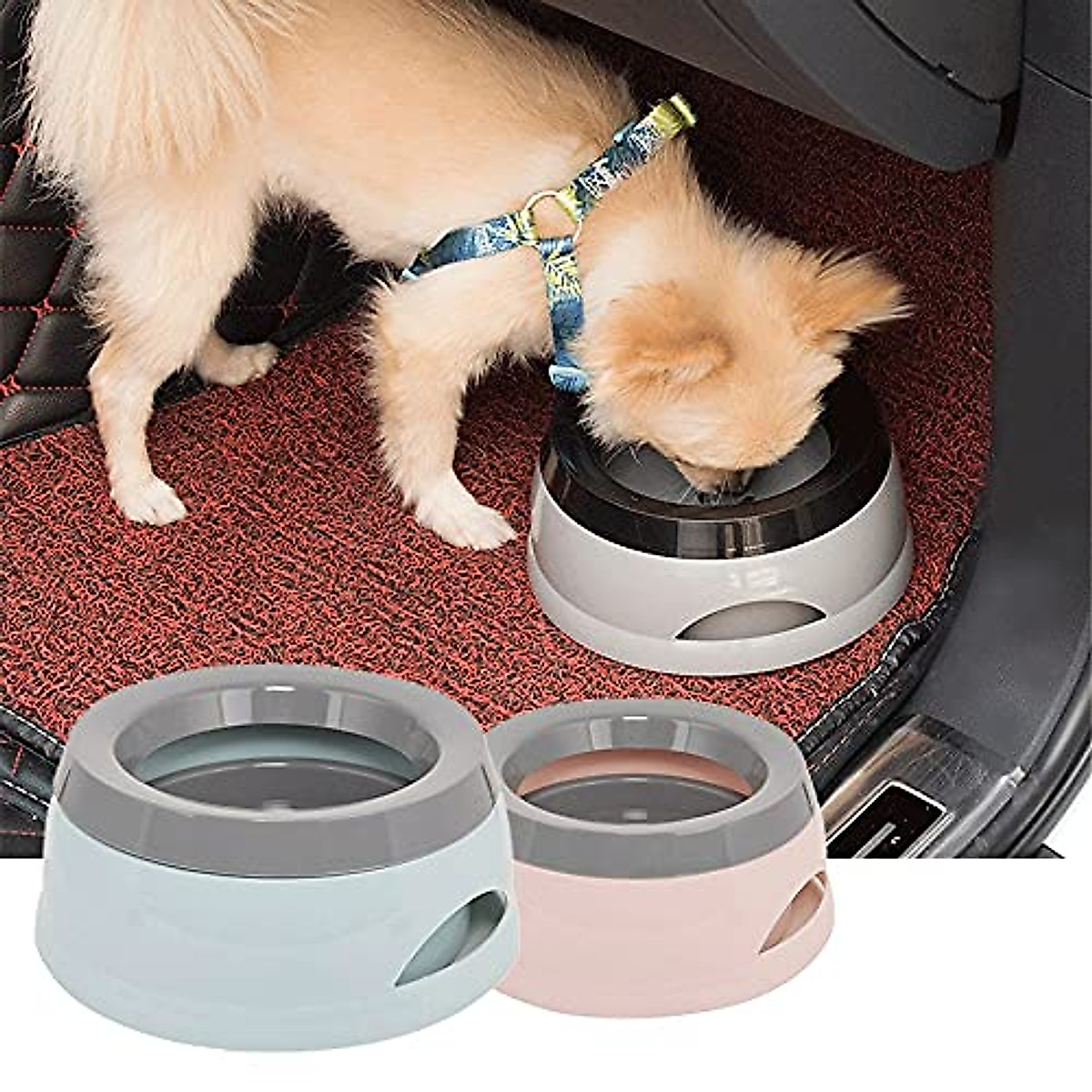 FUUIE Bowls for Food and Water Splash-Proof Pet Bowl Dog Water Bottle for Vehicle Use Portable Drinking Bowls Feeding Water Dispenser Pet Dog Accessories (Color : Blue)