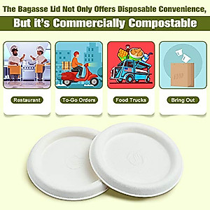 Green Earth, 2 oz Bagasse Compostable Cup Lids, Biodegradable Sugarcane Fiber Material, White, 50-Pack