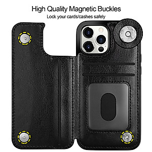 HianDier for iPhone 14 Pro Case with Card Holder Wallet Case for Women Men PU Leather Kickstand Protective Case Magnetic Closure Shockproof Case for iPhone 14 Pro Phone Case, Black