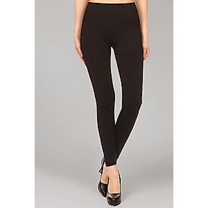 Leggings Depot High Waisted Warm Fleece Lined Leggings Women Tights (Black, One Size)