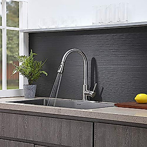 VESLA HOME High Arc Single Handle Brushed Nickel Kitchen Faucet with Pull Down Sprayer,Single Lever Stainless Steel Kitchen Sink Faucets,Commercial Modern Pullout Faucet for Kitchen Sink