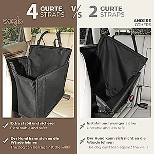 Wuglo Extra Stable Dog Car Seat - Reinforced Car Dog Seat for Medium-Sized Dogs with 4 Fastening Straps - Robust and Waterproof Pet Car Seat for The Back Seat of The Car (M Size, Black)
