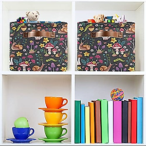 Mushrooms Rectangle Storage Basket Collapsible Storage Bin for Nursery Toys Books, Waterproof Canvas Basketsfor Closet Shelves Bedroom Living Room Decor