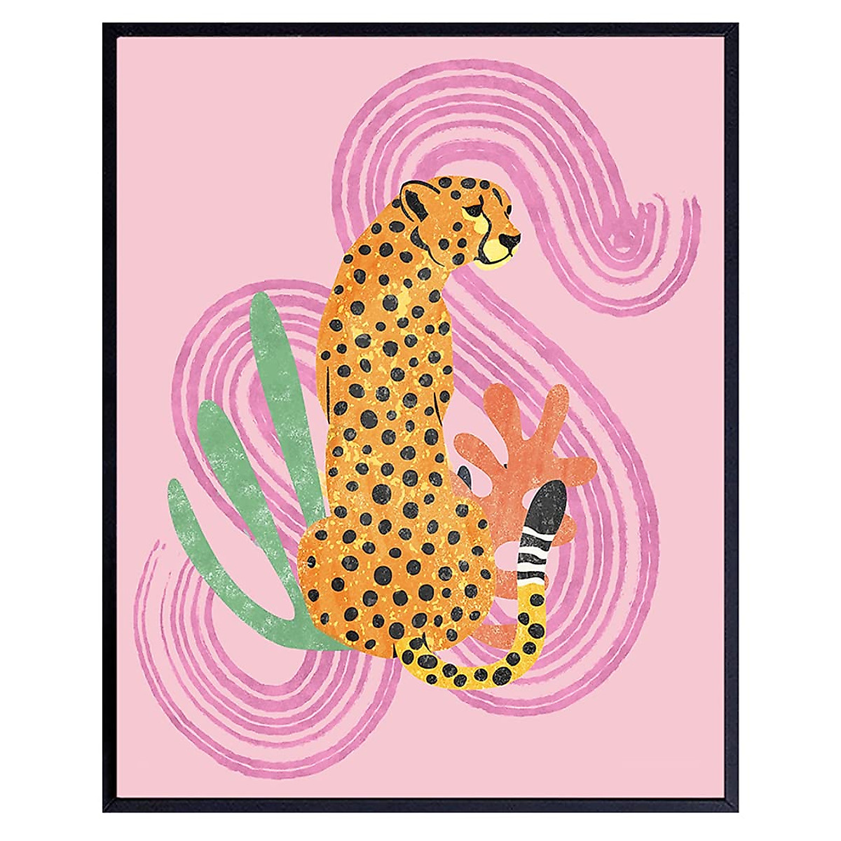 Abstract Cheetah Print Wall Art - Mid Century Modern Decor - Aesthetic Room Decor - Minimalist Wall Art - Pink Boho Wall Decor - Bohemian Wall Decor - Gallery Wall Art - Leopard Print
