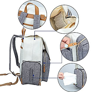 Ramhorn Diaper Bag Backpack Multifunctional Travel Back Pack Maternity Baby Changing Bags Large Capacity For Baby Care Gray