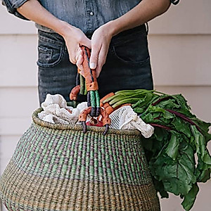 Reusable Produce Bags Organic Cotton | Home Essentials Sustainable Living, Washable Laundry, Travel Organizer, Zero Waste Biodegradable Drawstring Vegetable Mesh Grocery Bag | Set of 7 w/Tare Weights