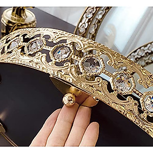 ELLDOO Crystal Mirror Vanity Tray - 9.8" Round Jewelry Trinket Tray Gold Decorative Tray for Dresser Glass Makeup Tray Bathroom Tray Storage Perfume Organizer for Bedroom