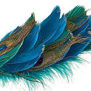 Tutu Home 2021 Peacock Ornaments, 12" Clip-On Tree Ornament, Green and Teal Peacock Decorative for Party and Baby Shower