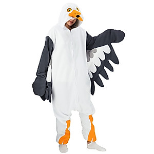 Adult Seagull One Piece Pajamas Animal Cosplay Halloween Costume for Men Women