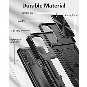 WTYOO for Motorola Moto-G-5G 2022 Case: Military Grade Shockproof Protection Cover with Kickstand | Matte Textured Rugged Protective TPU & Drop Proof Sturdy Phone Case Black