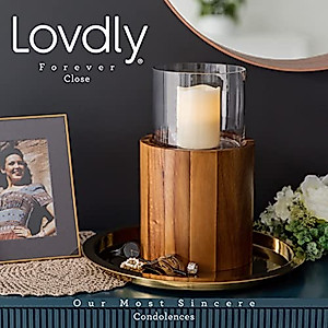 Lovdly Cremation Urn for Human Ashes, Large-Medium Keepsake Urns for Adult & Pet Ashes, Decorative Urn Made from Premium Wooden Base with Glass Top & Flameless LED