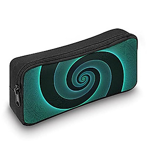 Green Art Vortex Large Pencil Case Minimalist Pen Pouch Portable Makeup Bag for Middle High College Office School