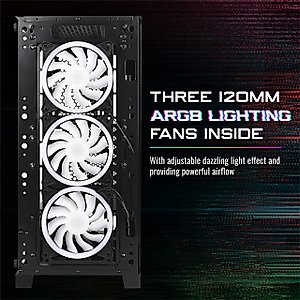 Raidmax ATX Desktop Computer Gaming PC Case Mid Tower PC Case with addressable RGB x3 ARGB Fans ATX PC Case USB 3.0 Tempered Glass PC Case Mesh Window Computer Case with 3 ARGB LED Black PC Case -X627