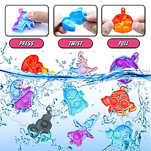 84 PCS Halloween Pop Fidget Toys Pack,Halloween Party Favors Supplies for Kids 4-8 8-12,Relieves Stress Anxiety Toys Pop Keychain Bulk,Classroom Rewards