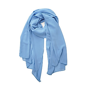 YOUR SMILE for Women Lightweight Breathable Solid Color Soft Chiffon Long Fashion Scarves Sunscreen Shawls (Baby blue)