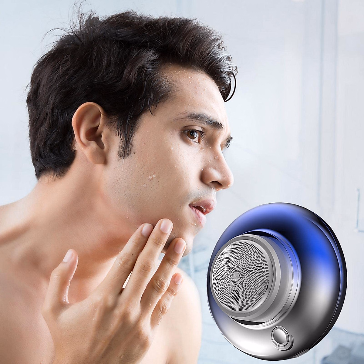 Pocket Travel Shaver, Stainless Steel Beard Trimmer, Waterproof Electric Shaver with 6 Blades, Rechargeeable Travel Razor, Cordless Shaver for Mens Grooming Camping Business Trips