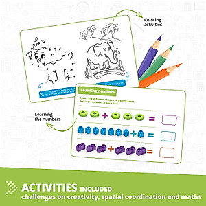 Engino Toys Creative Engineering STEAM Maker Junior 10-Model Set, Color and Number Learning, Stackable Building Blocks, Hand-Eye Coordination, Elephant, Giraffe, Spaceship, Home Learning, for Ages 4+