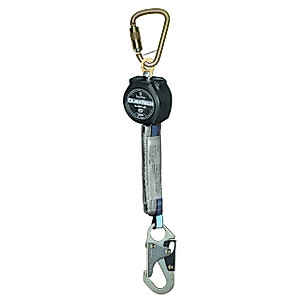 FallTech 72706SB1 MINI DuraTech 6' Compact Web Self-retracting Lifeline - 6' Mini SRD Single-Leg Steel Carabiner and Steel Snap Hook, 6', Black