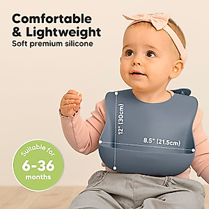 KeaBabies 2-Pack Silicone Bibs For Babies, Silicone Baby Bibs for Eating, Food-Grade Pure Silicone Bib, Toddler Bibs, Waterproof Bibs, Feeding Bibs, Silicon Bibs for Toddlers, Boys, Girls (Slate)