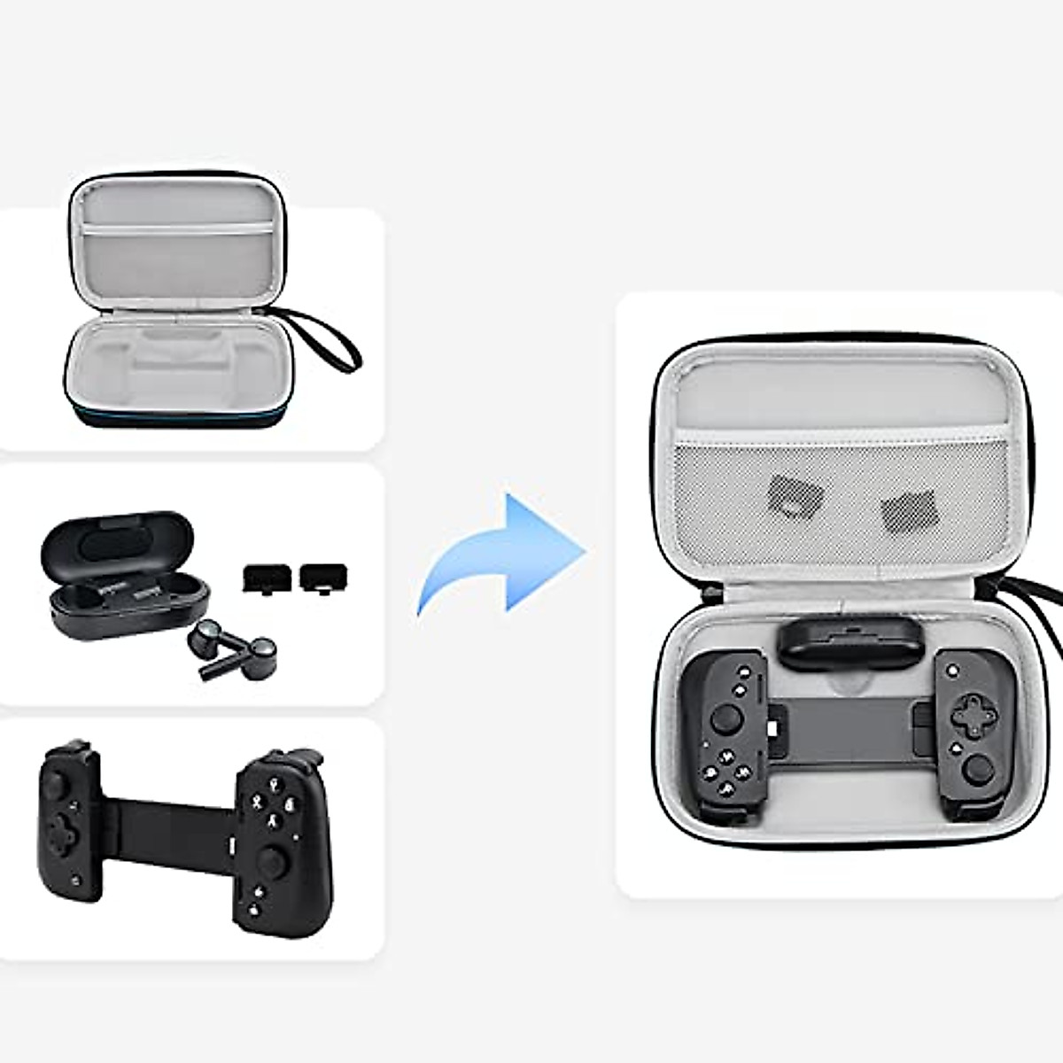 YipuVR Case Compatible with Razer Kishi V2, EVA Hard Skin Carrying Case Cover Shock-Absorbing Travel Protective Case - Bag Only (Black)