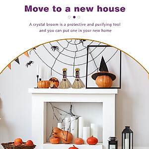 Ykendz Witch Broom Halloween Crystal Witch Wiccan Altar Broom,Witchcraft Witches Pagan Altar Decor, Handmade Ritual Magic Ceremonial (Tiger's-Eye)