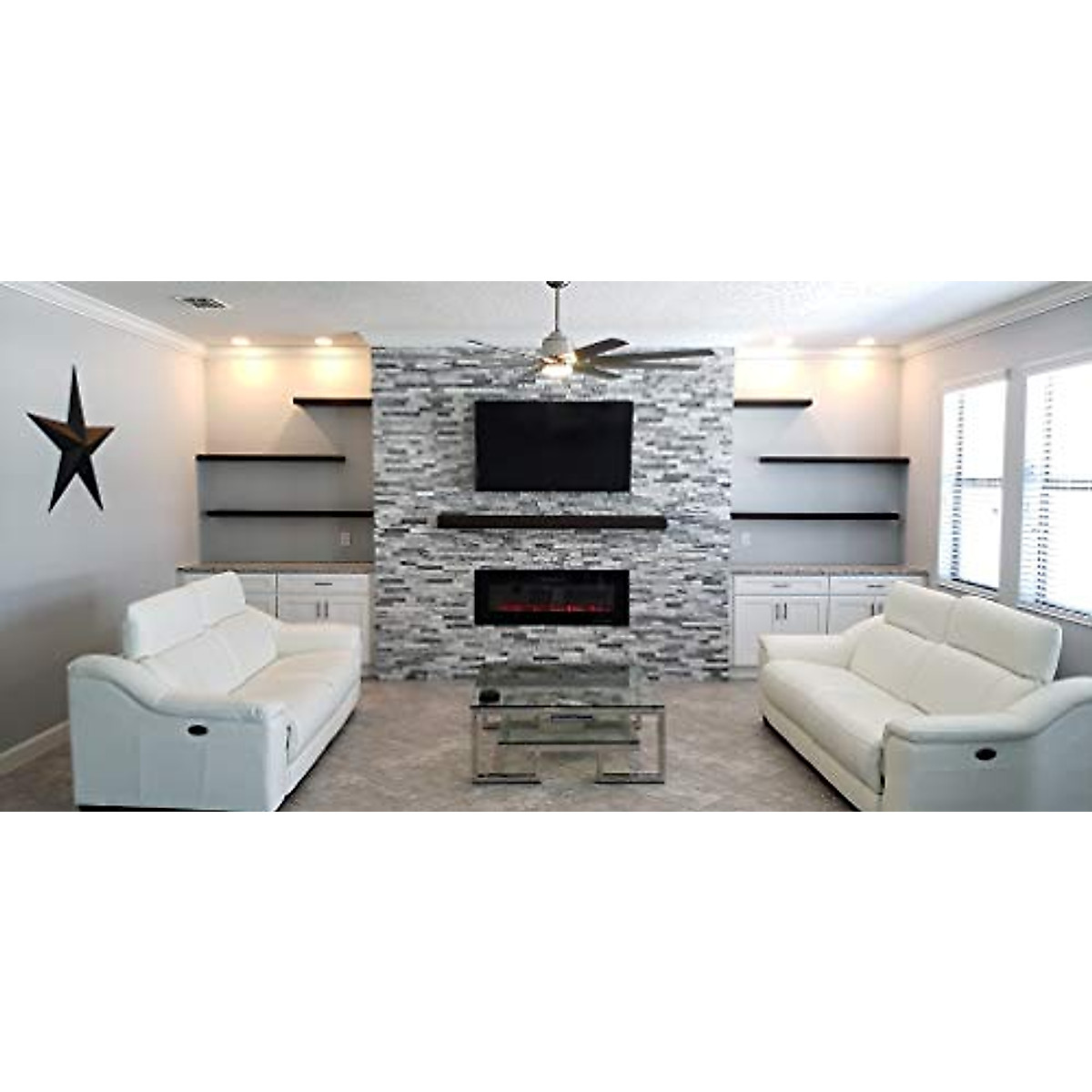 Joel's Antiques Floating Wall Shelf, Wood Decor & Long Shelf for Fireplace Mantel, Bookshelf, Bedroom, & Farmhouse - Wall-Mounted Rustic Stand, Wooden Hanging Display - Black, 72" x 10" x 2"