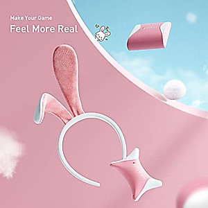 AutoFull C2 Pink Bunny Gaming Chair Cute Kawaii Gamer Chair for Girl Ergonomic Computer Gaming Chair with Lumbar Support PU Leather High Back Racing Gaming Chairs