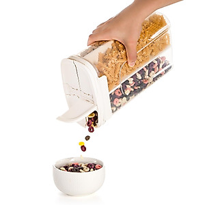 ZENFUN 2 Packs Airtight Pasta Containers, 108 FL OZ Plastic Storage Jars Canisters with 4 Compartments, Cereal Spaghetti Container Storage for Pantry, Grain, Noodles, Beans