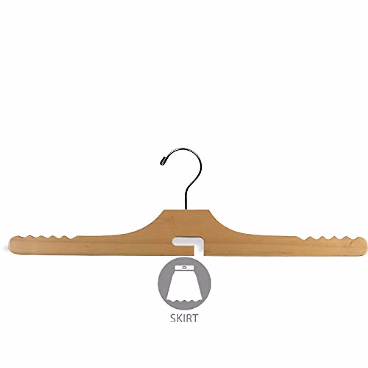 Wooden Jeans Hanger, Solid Wood Wrinkle Free Pant Hanger with Chrome Swivel Hook, Sold with Permission of SalDebus by The Great American Hanger Company (10, Natural)