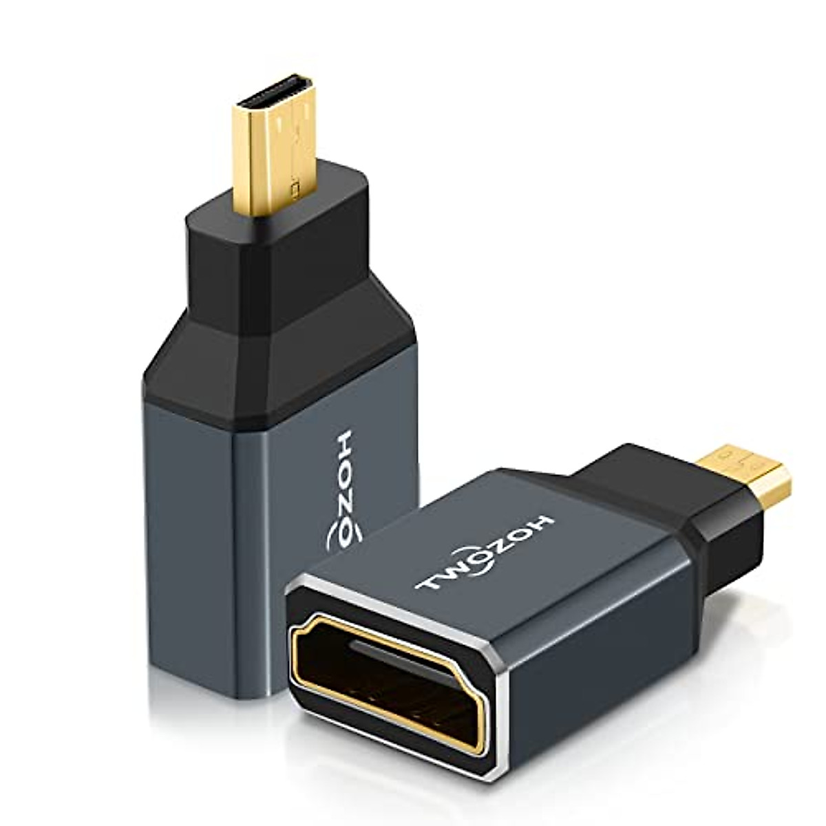 Twozoh 8K Micro HDMI Adapter (2-Pack), 2.1 Micro HDMI Male to Standard HDMI Female Adapter Convertor Support 8K@60Hz, 4K@144Hz, 2K@240Hz
