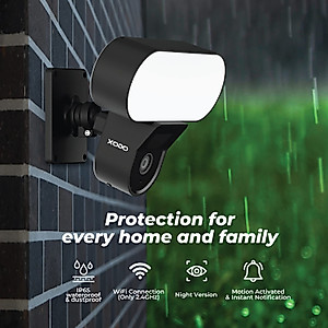 Smart Floodlight Security Camera - E9 Security Camera Outdoor - IP65 Waterproof - 2-Way Audio - Night Vision - PIR Motion Detection Video Recording Cloud/SD with Alexa and Google Assistant